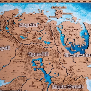 Imperial Realm 3D Wood Map, Tamriel Wood Map, Gift for Him, Tamriel Map ...