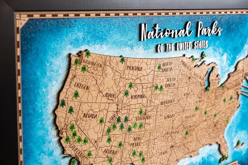 National Parks Wood Map, USA Push Pin Travel Tracker - Etsy