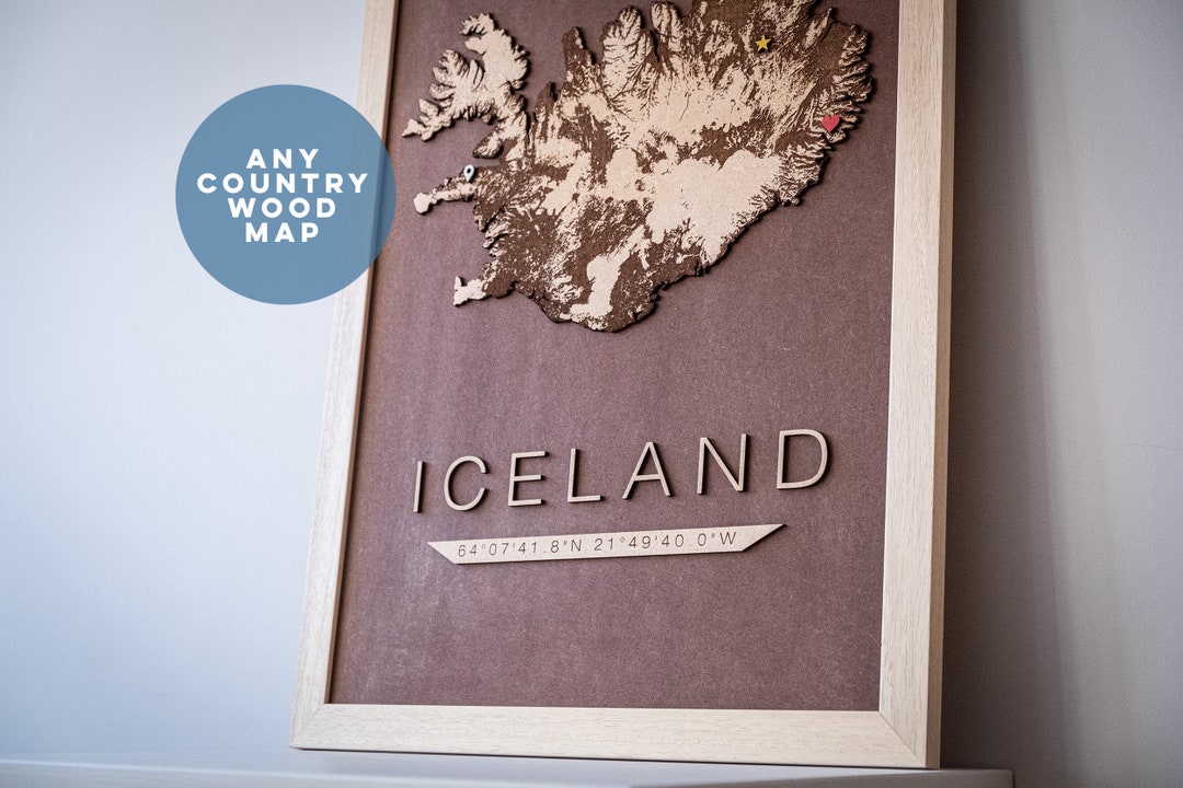 Custom Map of Any Country With Pins. 3d Laser Map of a Personalized ...