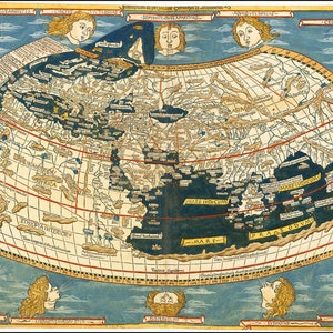 Ptolemy World Map. Old Map Claudio Ptolomeo Wooden Map. Laser Cut Decor ...