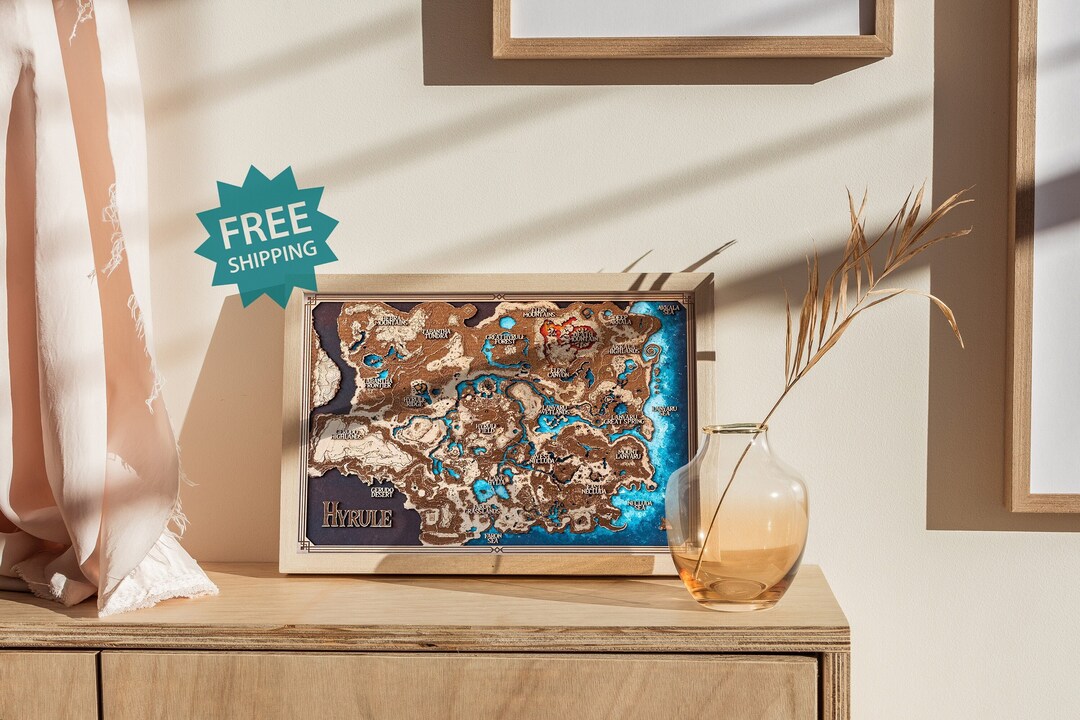 Map of Hyrule From Legend of Zelda. 3D Hyrule Video Game Map Laser Cut ...