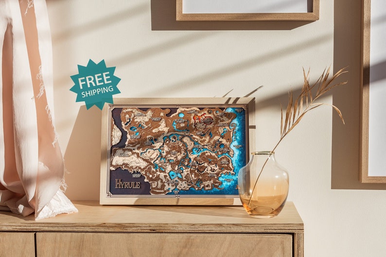 Map of Hyrule From Legend of Zelda. 3D Hyrule Video Game Map Laser Cut ...