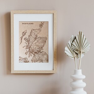 Map of Scotland. Country Map. World Map. Wood Art. Engraved Map. Custom ...
