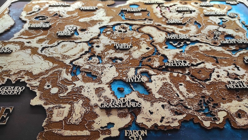 Map of Hyrule From Legend of Zelda. 3D Hyrule Video Game Map Laser Cut ...