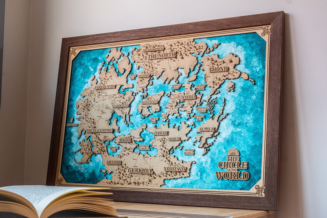 The Circle of the World Wood Map, Gift for Him, the First Law Map ...