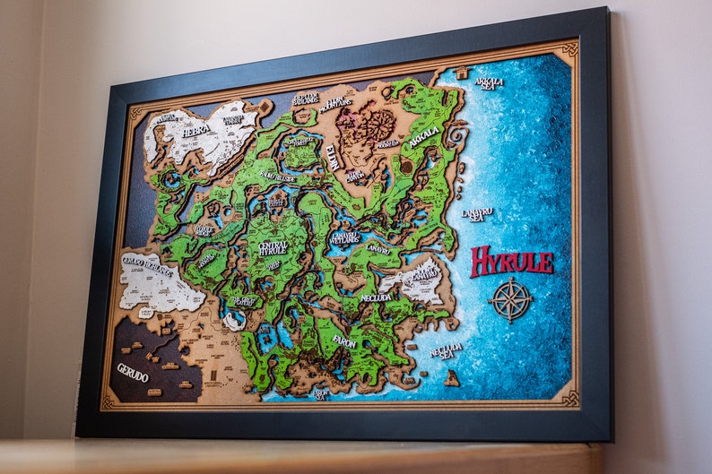 Zelda Hyrule Map, Gift for Him, Zelda Map, Hyrule, Map Breath of the ...