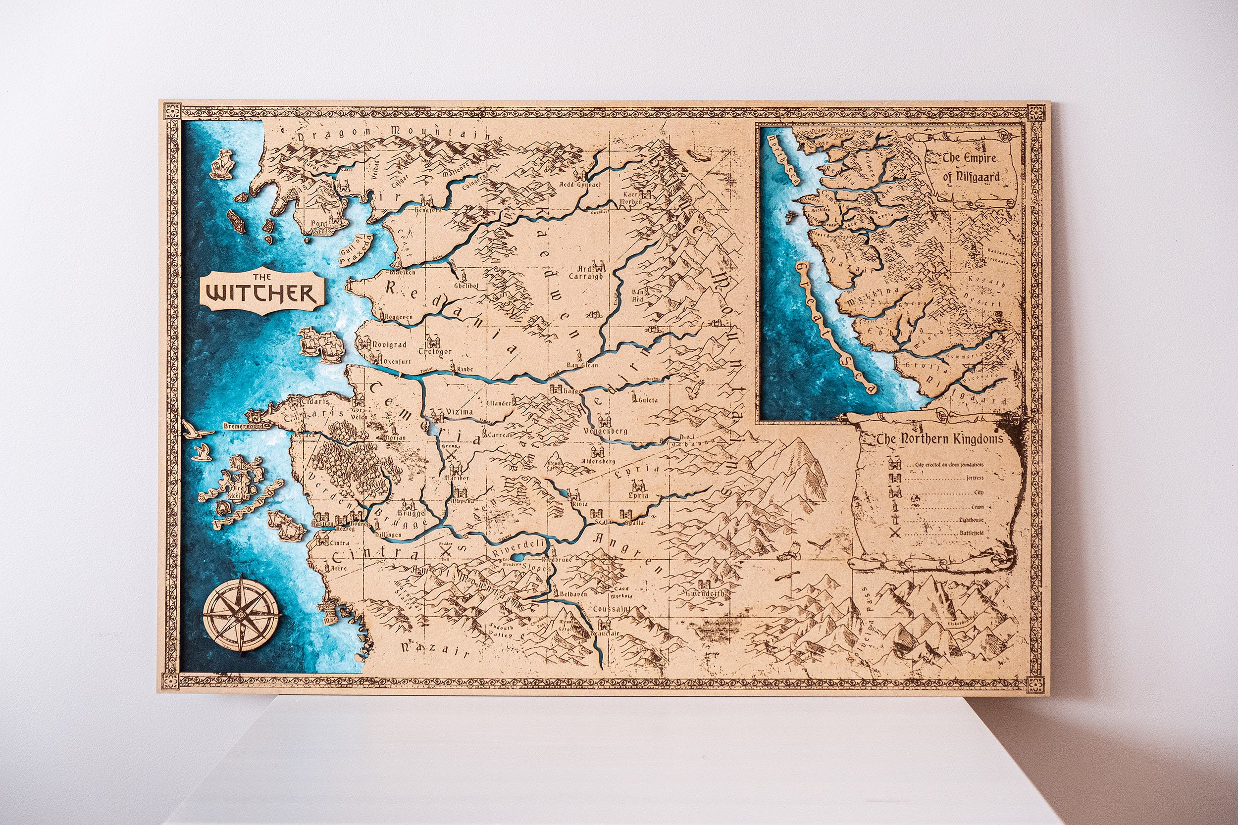 Home Décor Home & Living Witcher Map Northern Kingdoms engraved epoxy ...