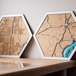 Laser Wood Decor City Wooden Map Laser Engraved Custom Map Art Wood Map ...