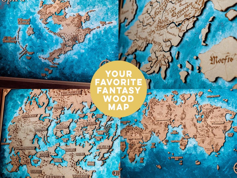 Faerun Wood Map, Dungeons and Dragons, Laser Engraved, Fantasy Home ...