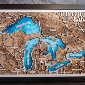 The Great Lakes Map, Great Lakes Canvas, Great Lakes Poster, Great ...