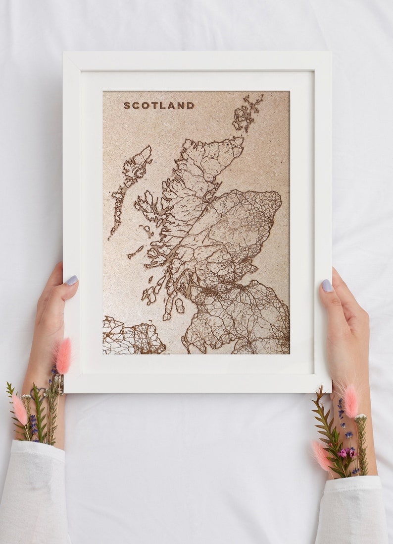 Map of Scotland. Country Map. World Map. Wood Art. Engraved - Etsy