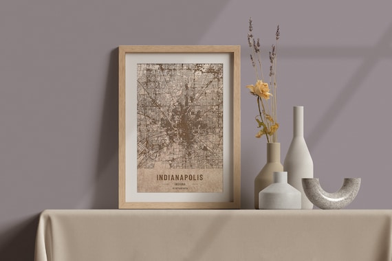 Wooden Map of Indianapolis Indiana. 3D Laser Engraved Custom | Etsy
