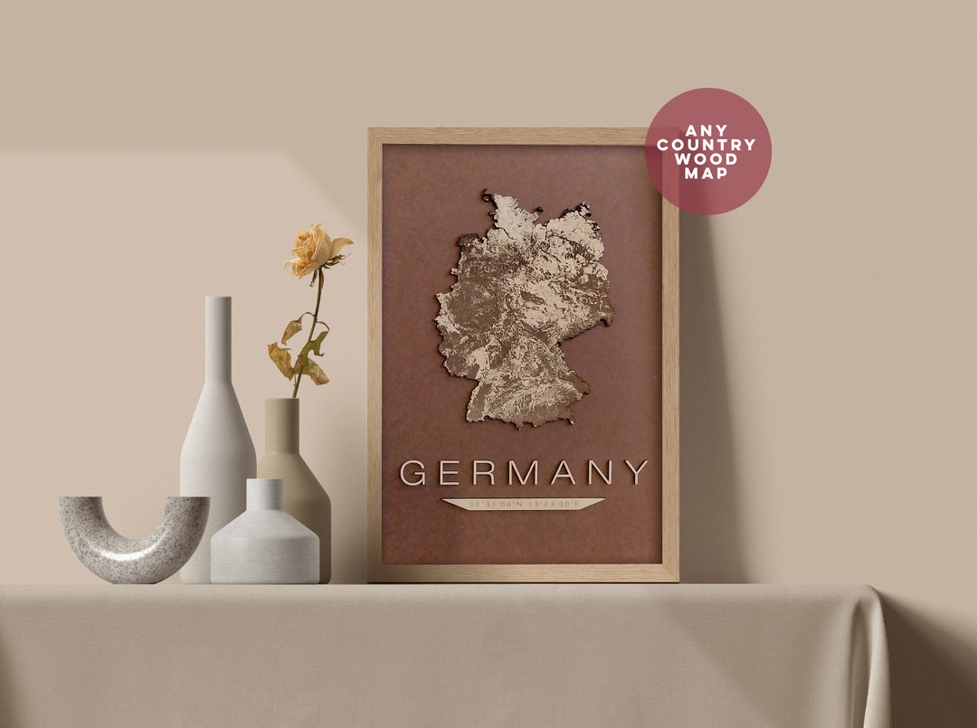 Wooden Map of Any Country. Map of Germany or Personalized Country ...