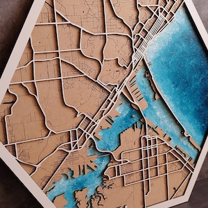 Laser Wood Decor City Wooden Map Laser Engraved Custom Map Art Wood Map ...