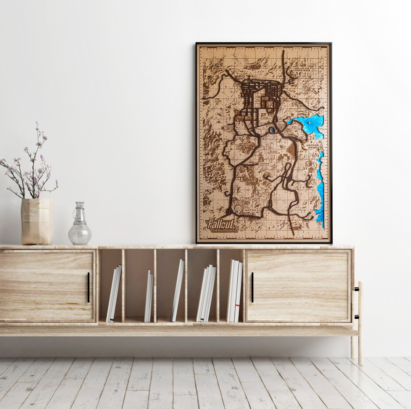 Fallout New Vegas Wood Map, Gift for Him, New Vegas Map, Fallout Wood ...