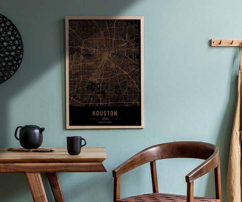 Laser Engraved Houston Texas Wooden Map, Custom Woodcut City Art - Etsy