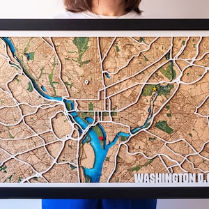 3D Multilayer City Map 3D City Wood Map 5th Anniversary Gift Wooden Map ...