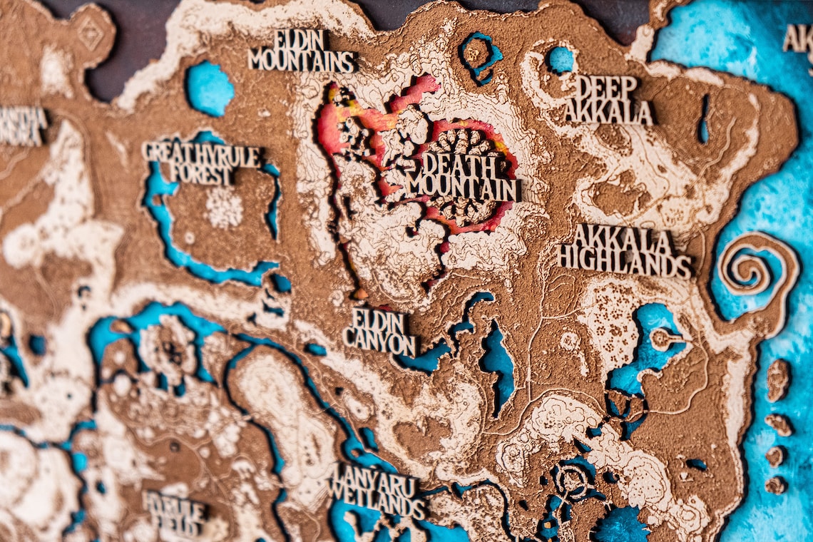 Zelda wood map gift for him zelda map hyrule custom - Etsy