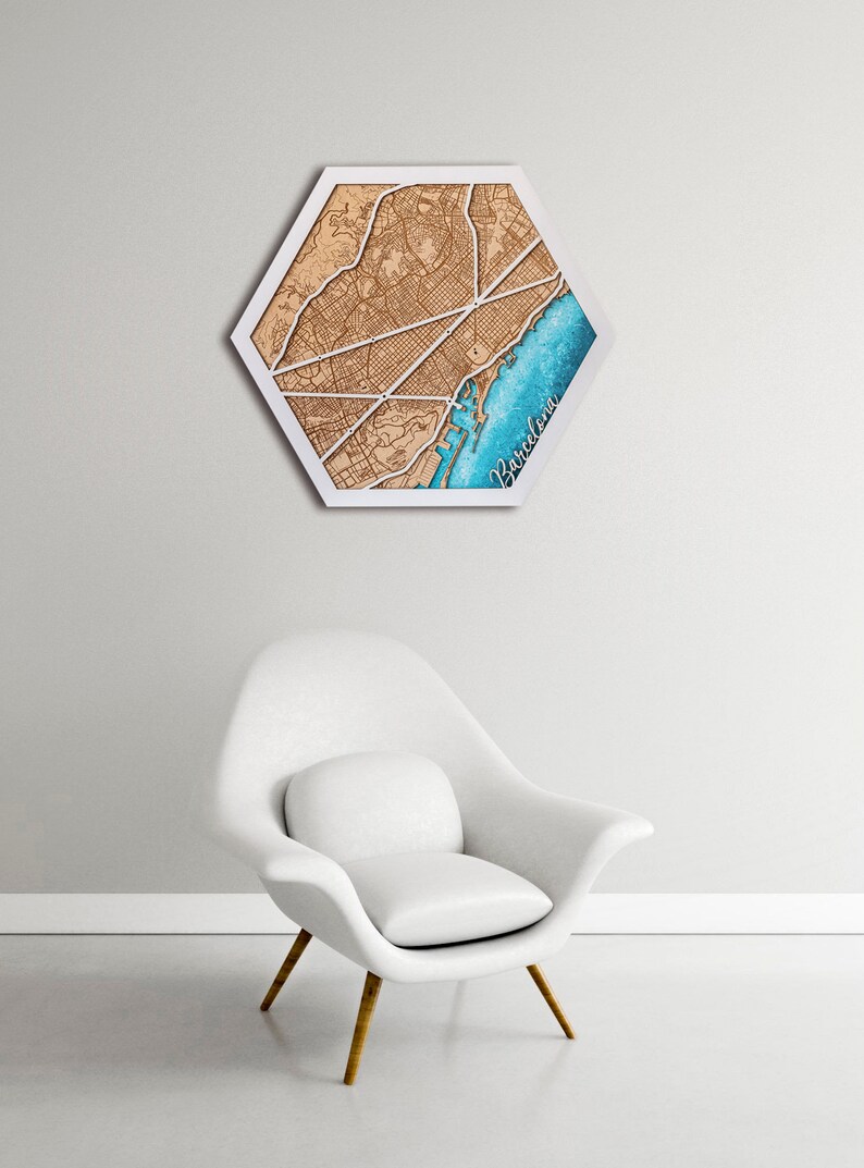 Wood Art, Wood City Map, Laser Hexagonal Map, Wood World Map With Sea ...