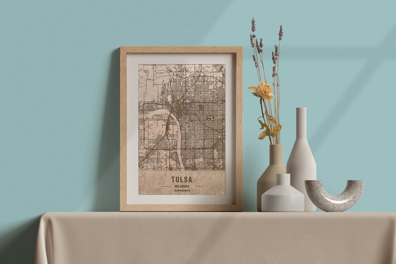 Laser Engraved Wooden Tulsa Map, Oklahoma City Art - Etsy