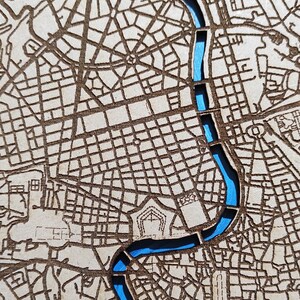 Wood Art, Wood City Map, Engraved Map, Wood World Map With River, Laser ...