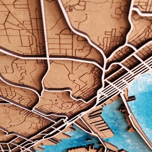 Laser Wood Decor City Wooden Map Laser Engraved Custom Map Art Wood Map ...