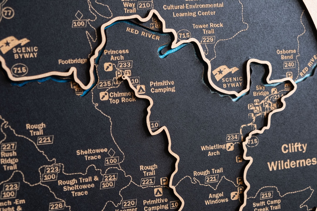 Red River Gorge Wood Mao,wood City Map, Laser Circular Map, Red River ...