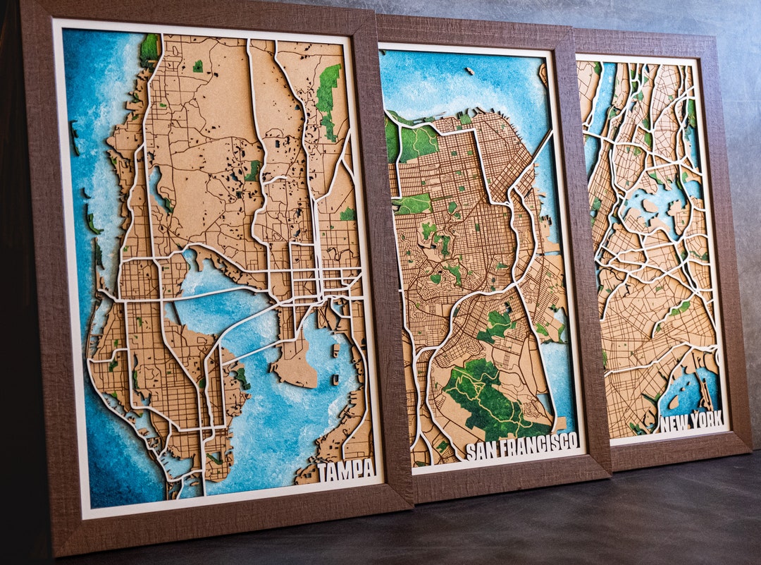 City Art Custom Wood Maps, City House Art, City Map Wood of Any City ...