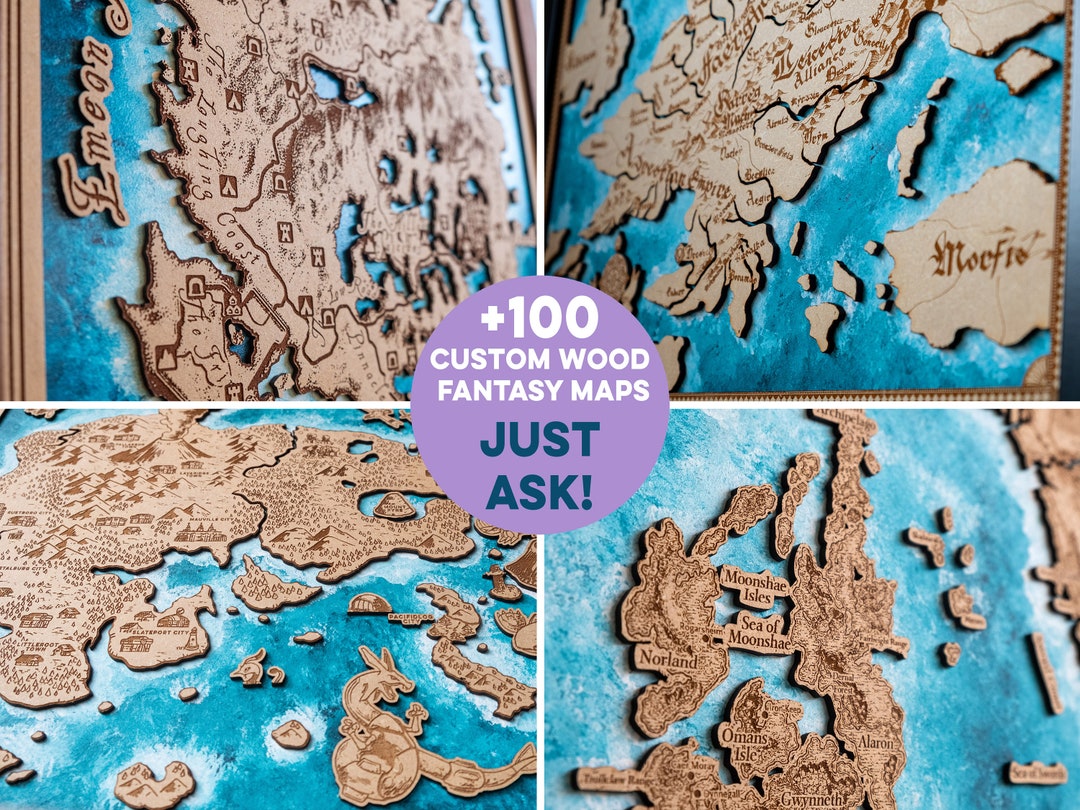 Fantasy Wood Maps. We Create Your Favorite Fantasy Map in Wood. Video ...