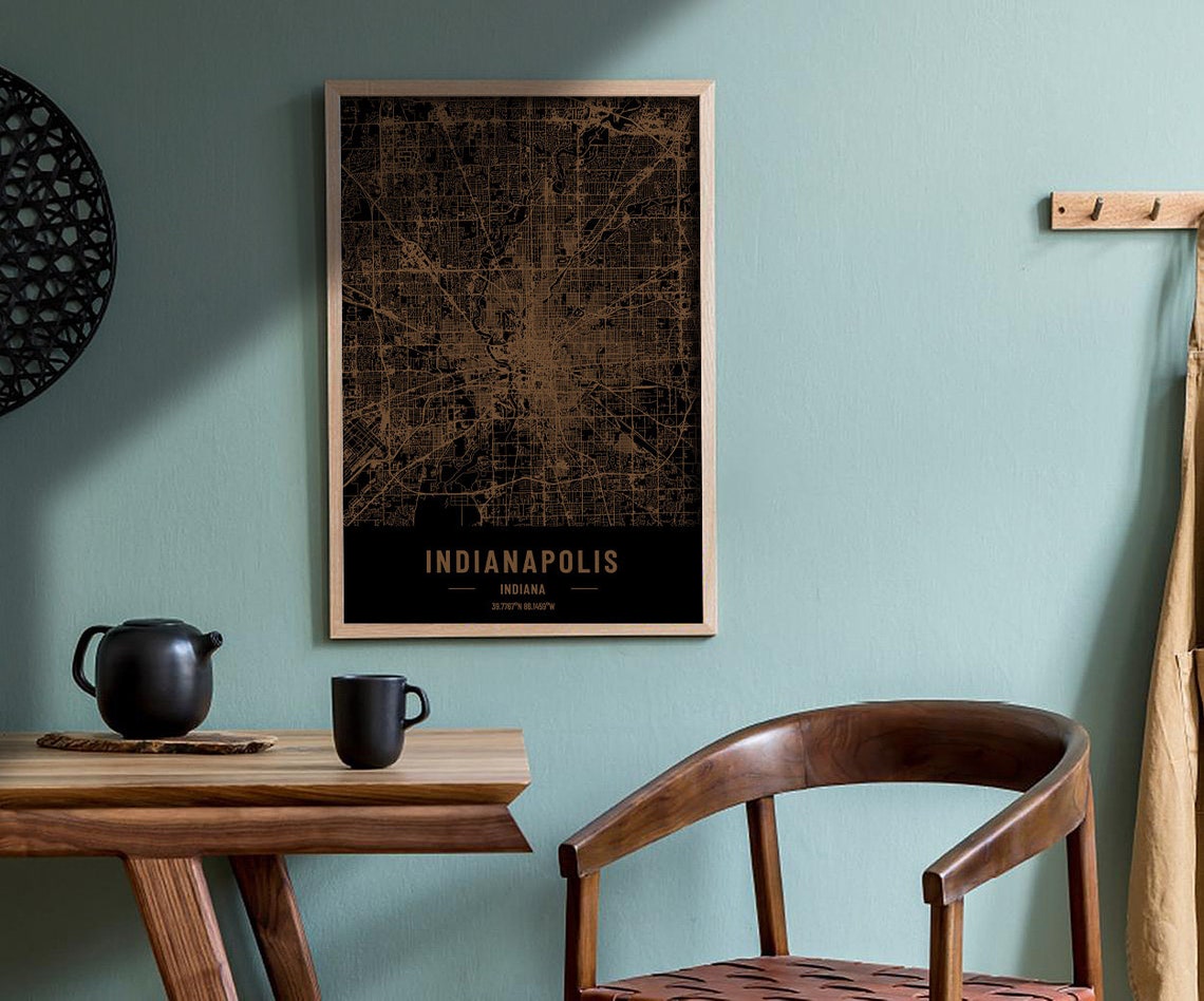Wooden Map of Indianapolis Indiana. 3D Laser Engraved Custom | Etsy