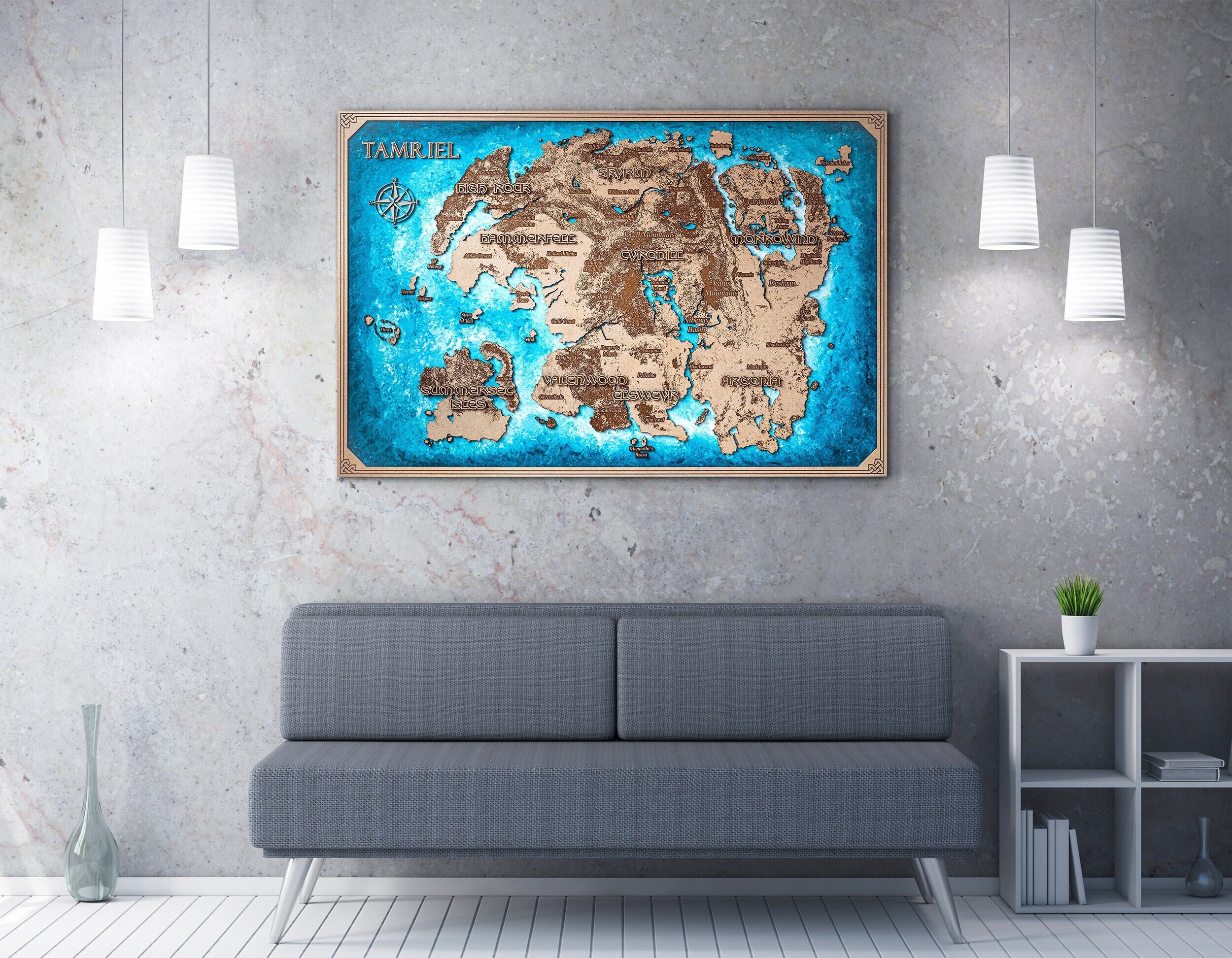 Skyrim map, Tamriel map, map of Skyrim, Skyrim map Poster, Elder ...