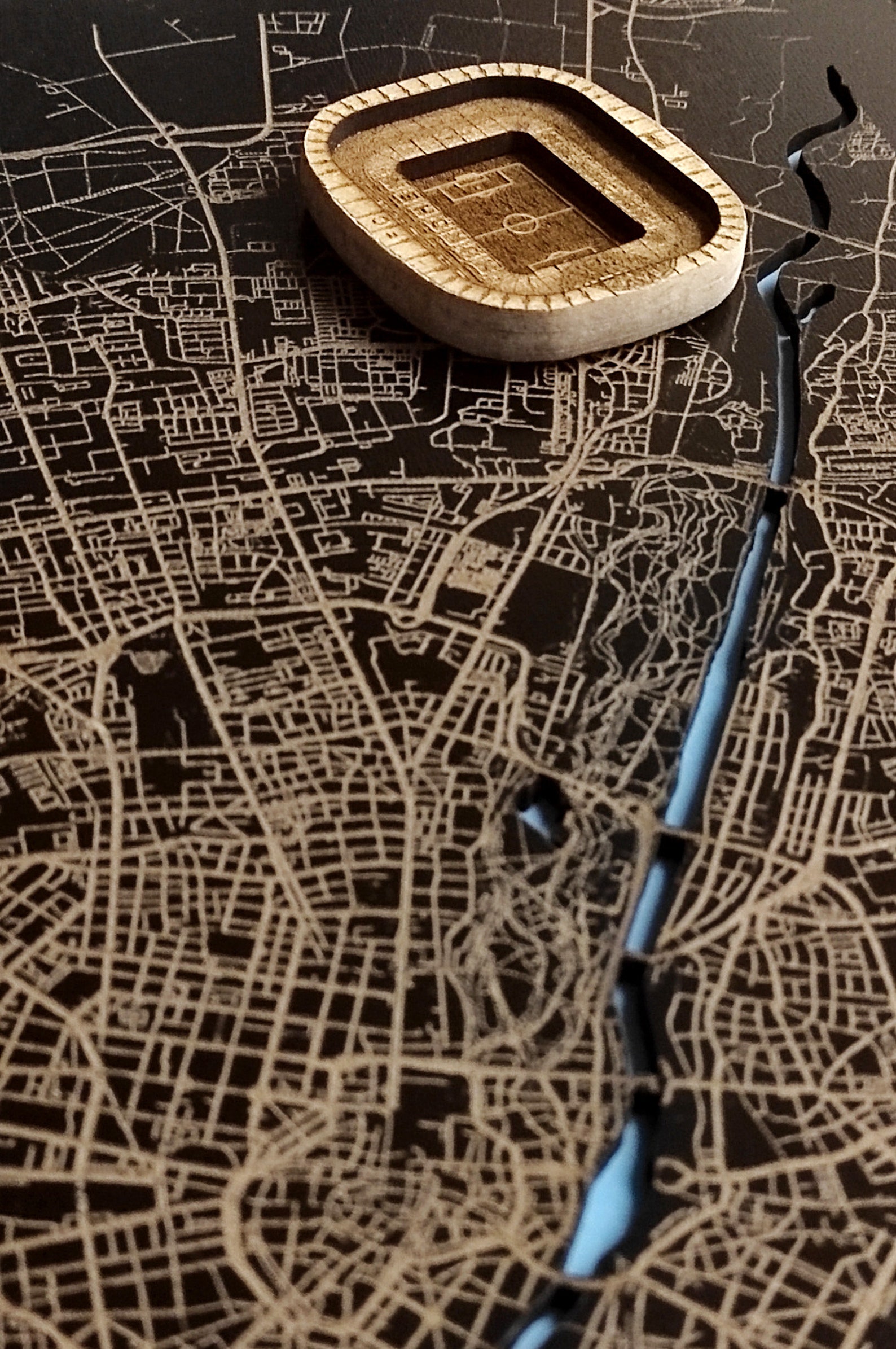 3D Football Custom Wood Stadium. Wood Stadium. Decor Stadium Map. Laser ...