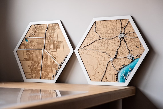 3D Multilayer City Map 3D City Wood Map 5th Anniversary | Etsy