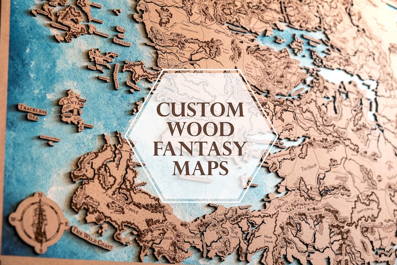 Faerun Wood Map, Dungeons and Dragons, Laser Engraved, Fantasy Home ...