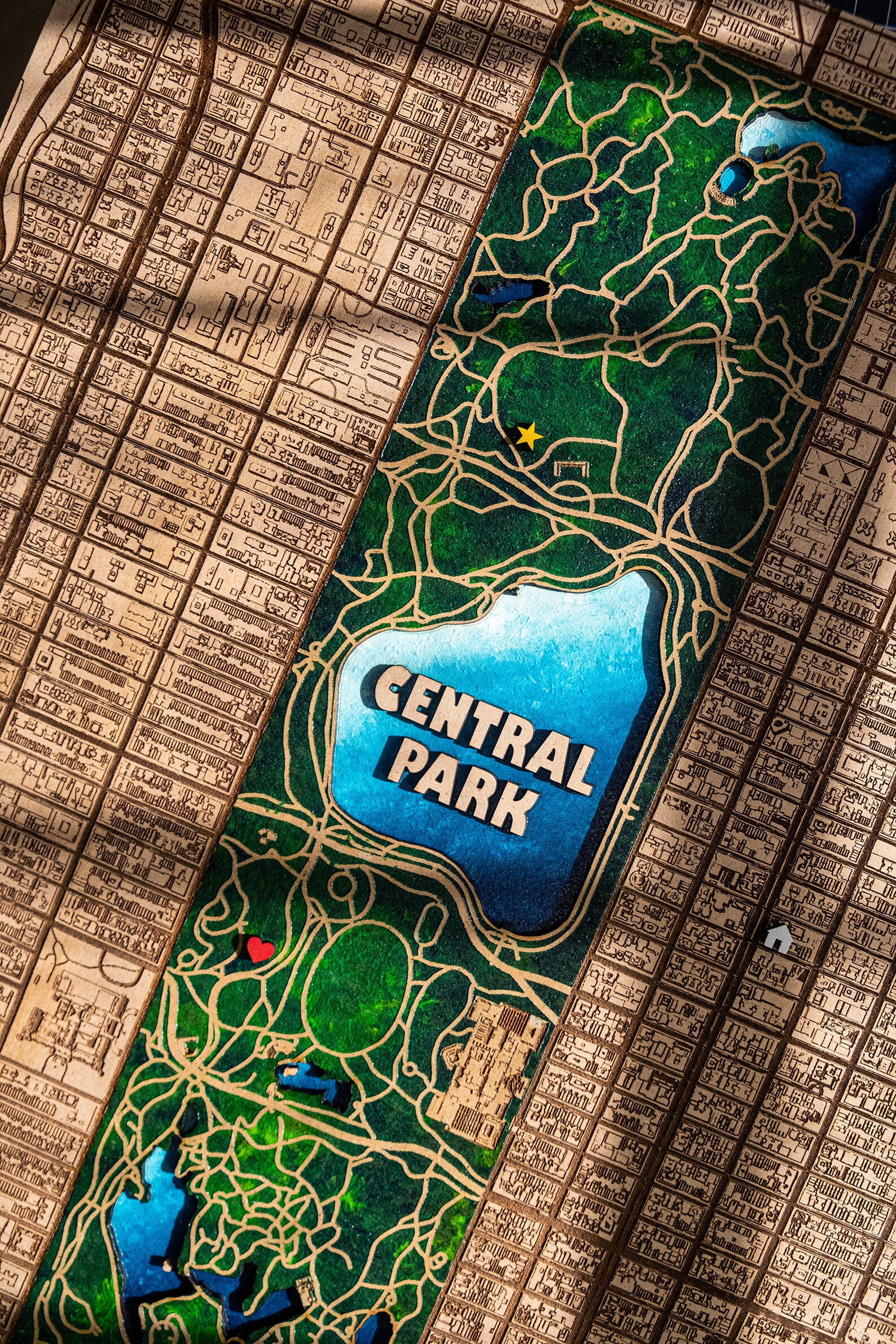 Central Park Map Wood, NYC Map Poster, Central Park Wall Art ...