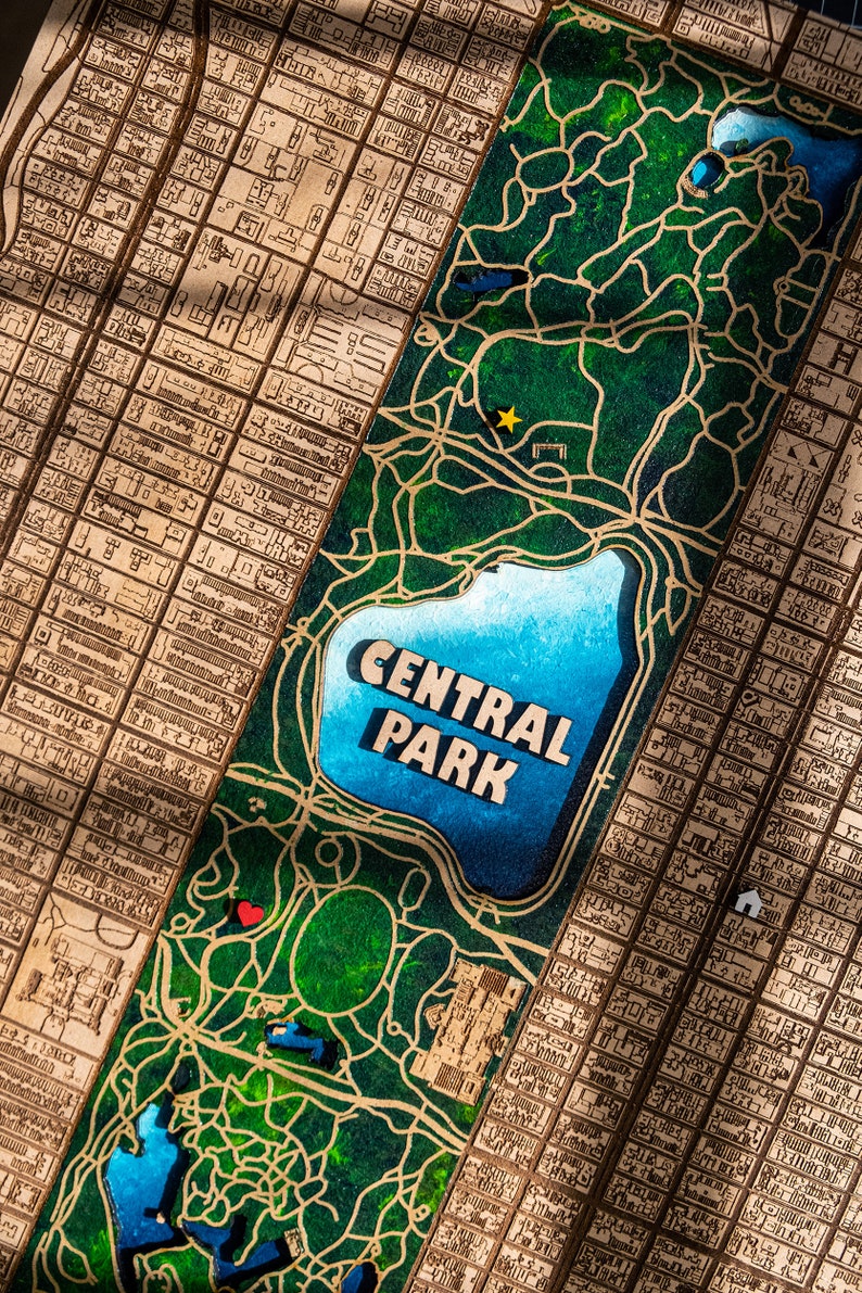 Handmade Wooden New York Central Park 3D Map Art - Etsy