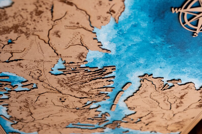 Game Of Thrones Wood Map Westeros Map Winterfell Map Got Etsy