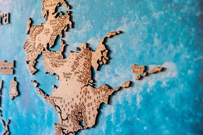 Faerun Wood Map, Dungeons and Dragons, Laser Engraved, Fantasy Home ...