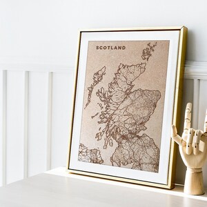 Map of Scotland. Country Map. World Map. Wood Art. Engraved Map. Custom ...