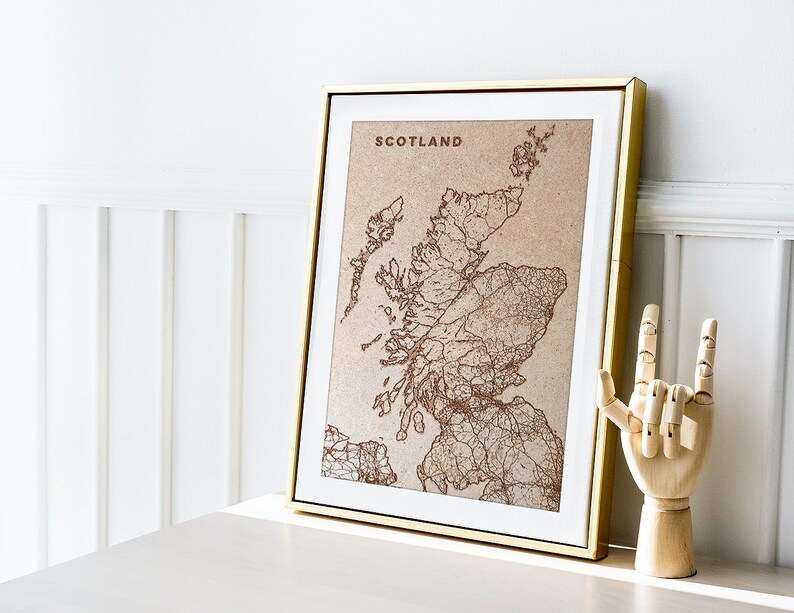 Map of Scotland. Country Map. World Map. Wood Art. Engraved - Etsy