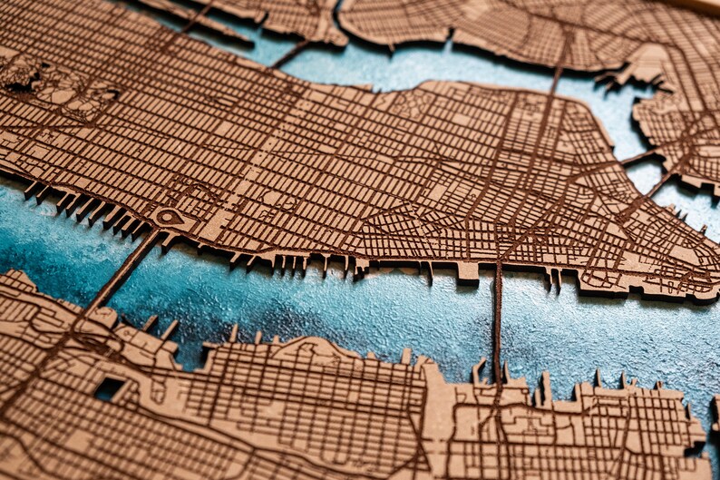 Engraved Wood City Map, Custom Laser Cut Wooden Art - Etsy