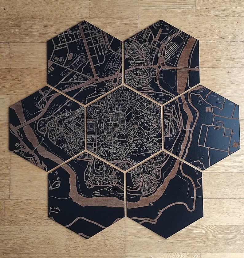 Polygons Woodcut Map. Custom Wooden Hexagons Map. - Etsy