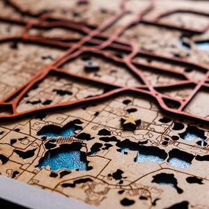 Wood Art, Wood City Map, Engraved Map, Wood World Map With River, Laser ...