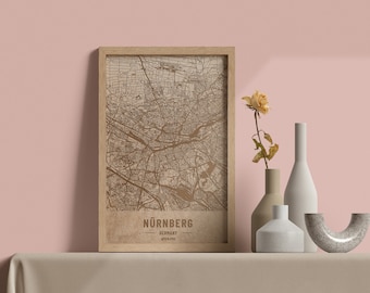 Wooden Map of Dusseldorf Germany. 3D Laser Engraved Custom | Etsy