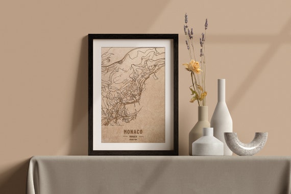 Wooden Map of Monaco Monaco. 3D Laser Engraved Custom Vintage | Etsy