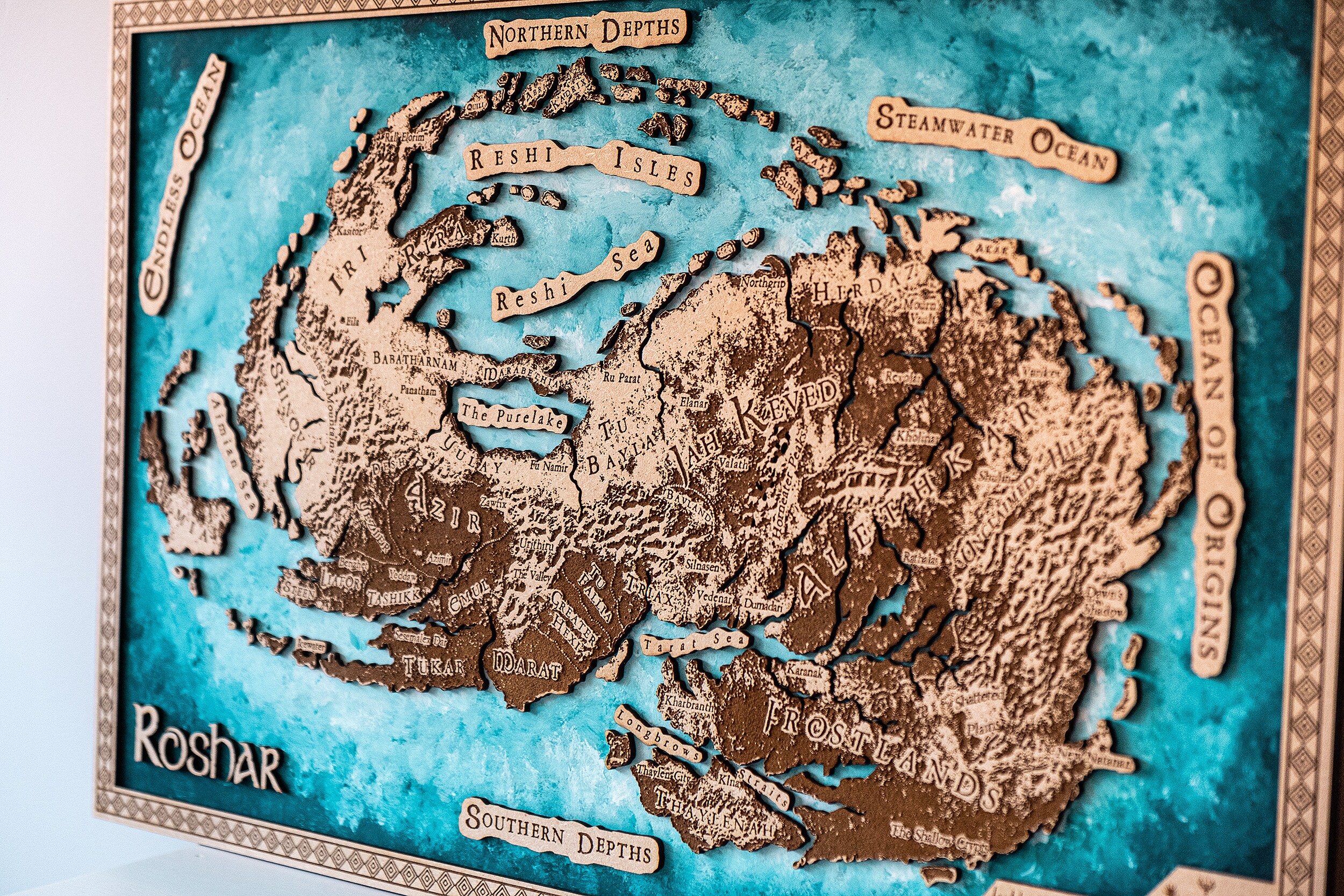 Roshar wood map gift for him roshar map fantasy continent | Etsy