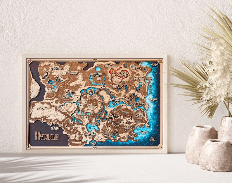 Map of Hyrule From Legend of Zelda. 3D Hyrule Video Game Map Laser Cut ...