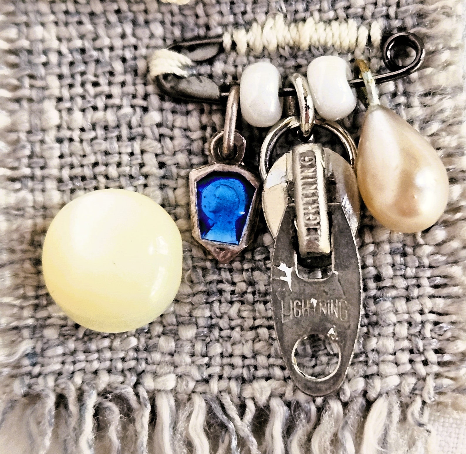 Granny Chic Fabric Brooch, Victorian Look Talisman, Textile Lapel Pin ...