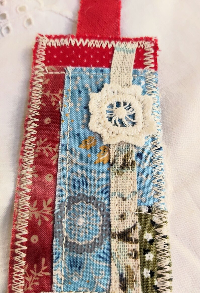 Textile Art Bookmark, Stitched Fabric Book Accessory, Avid Reader Gift ...