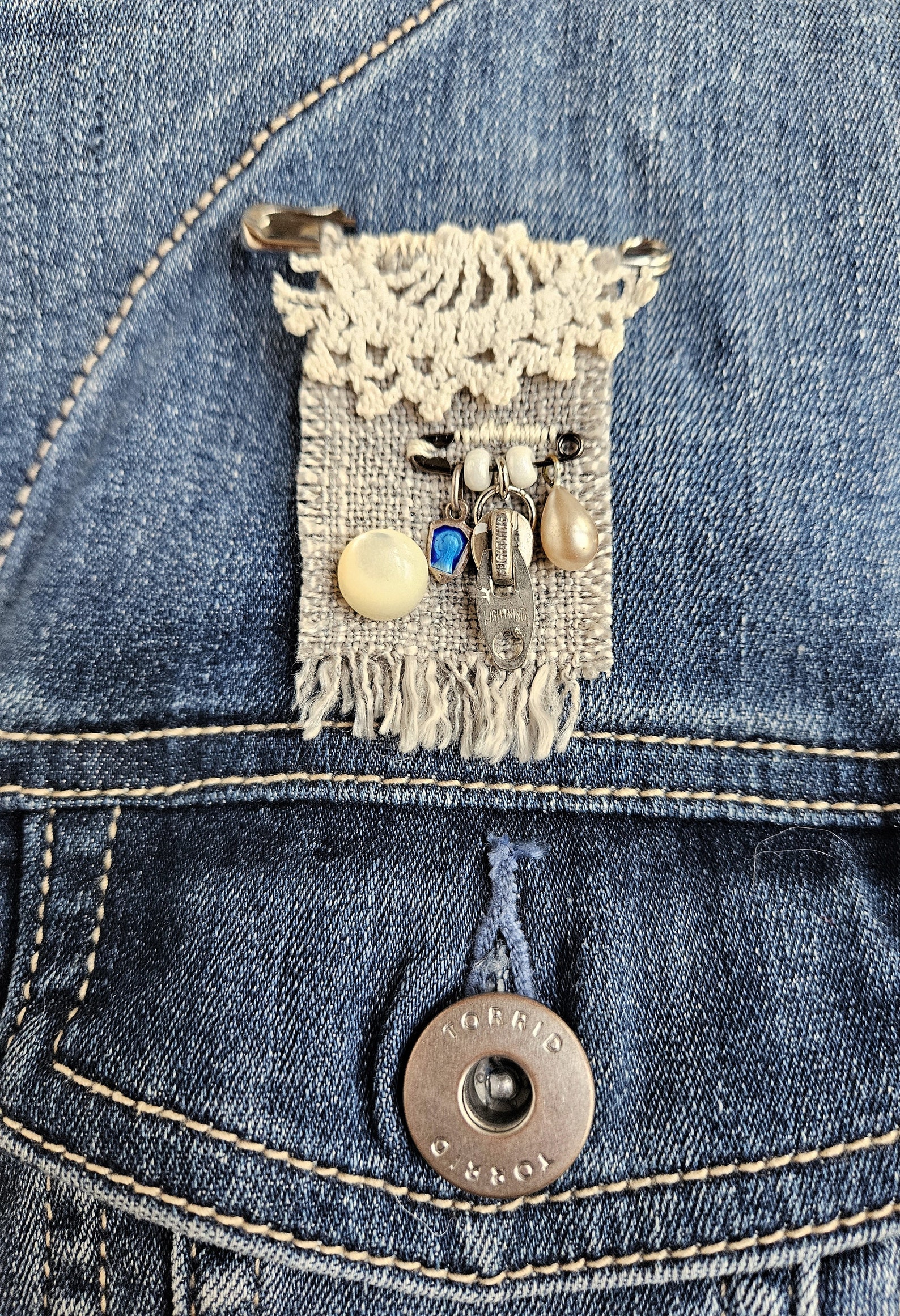 Granny Chic Fabric Brooch, Victorian Look Talisman, Textile Lapel Pin ...